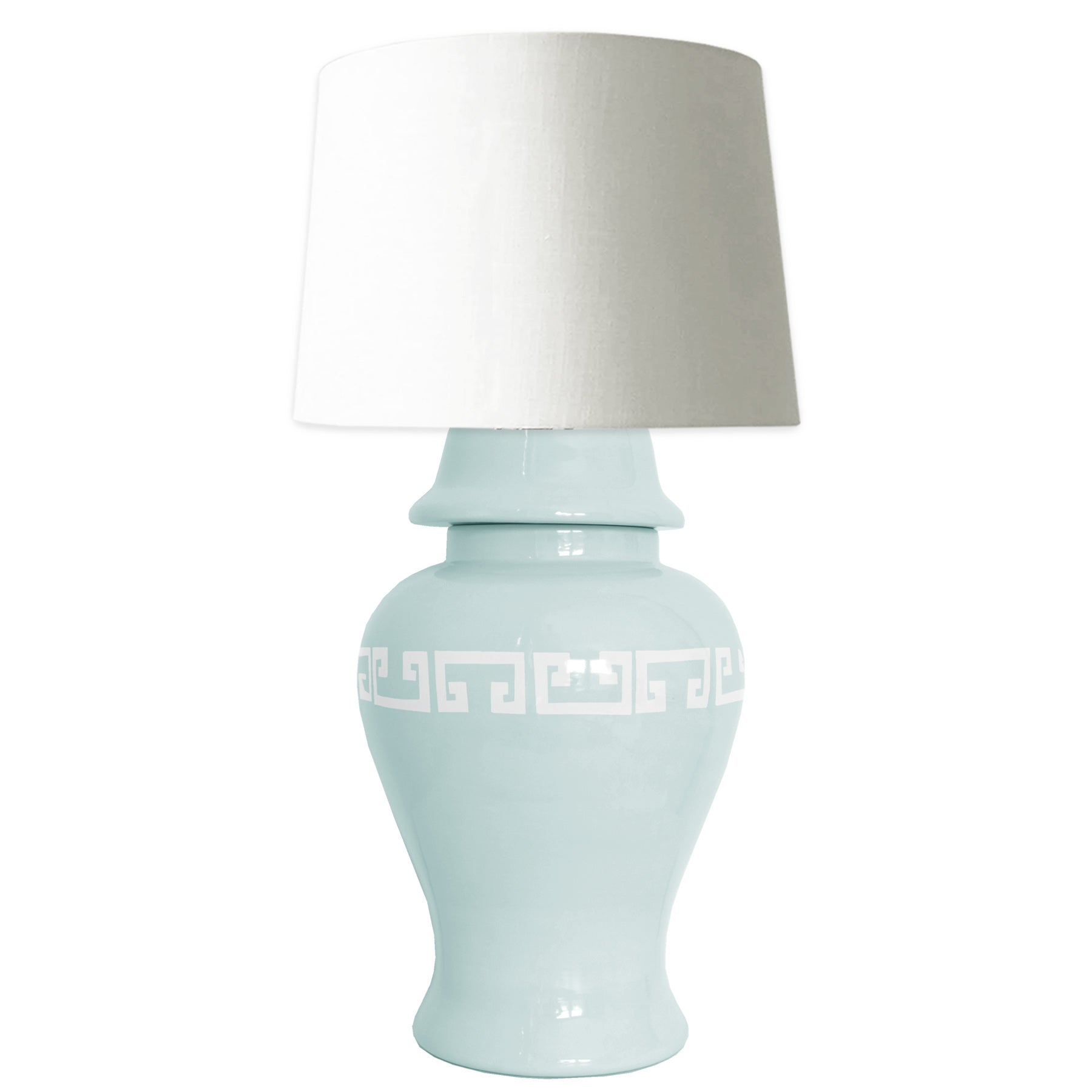 Robin's Egg Greek Key Ginger Jar Lamp – Winterborne Decor